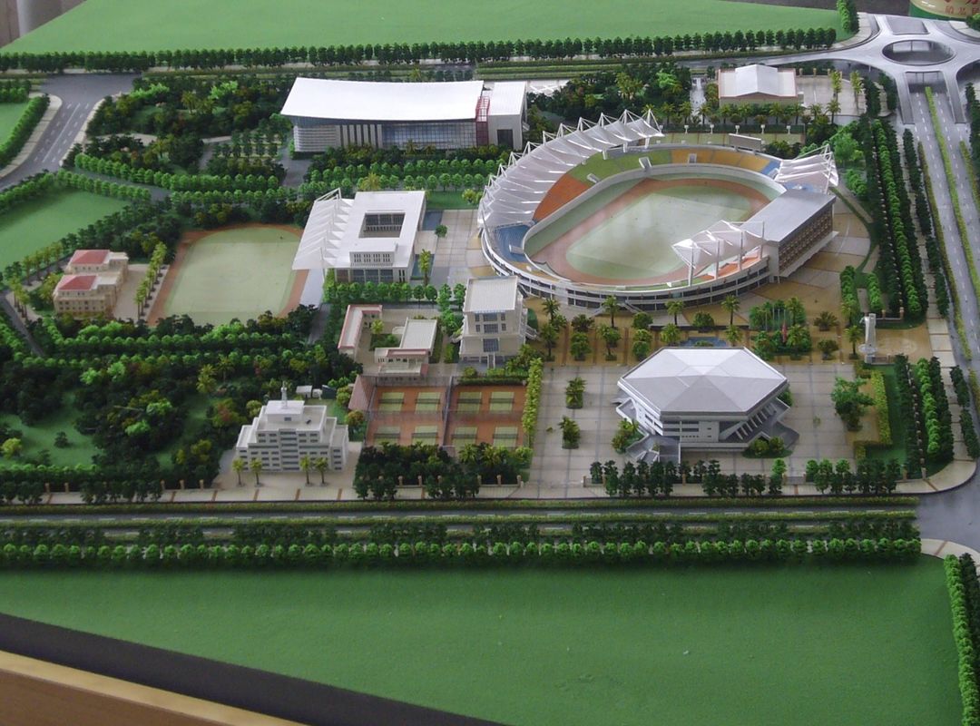 Architectural Model of a Sports Complex with Stadiums, Courts, and ...