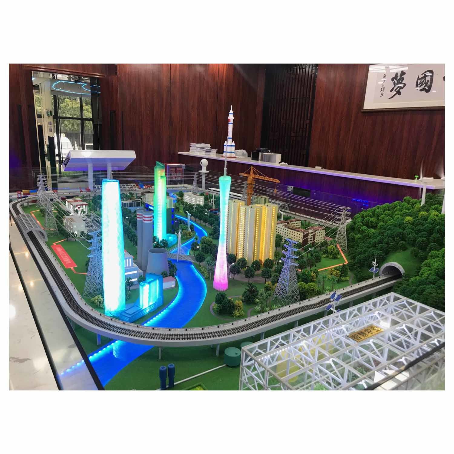 Woonstedelijk model Architectuur 1: 100 Schaalmodel met parken wegen ...